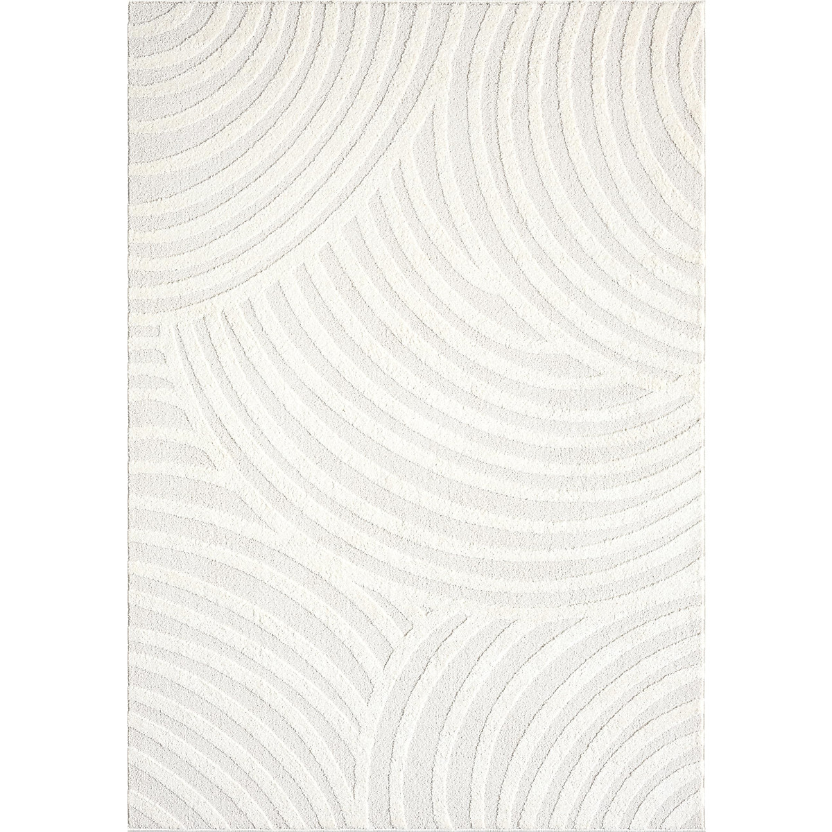 Abani Nomad Cream Tone-on-Tone Area Rug 8' x 10' for Living Room, Bedroom - Linear Curves Pattern - Durable & Easy to Clean