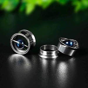 COOEAR Surgical Steel Ear Gauges Cool Planet Tunnels and Plugs Piercing Elegante Stretchers Earrings Size 0g(8mm) to 5/8 inch(16mm)