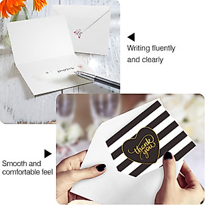 Thank You Cards Set with Envelopes (Black,white ,wavy stripes 48pcs)