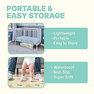 Easy Baby Nontoxic Foam Play Mat for Babies and Toddlers | Foldable, Washable, and Waterproof Playmat | Large 77" x 59" (Woodland Friends Pattern)