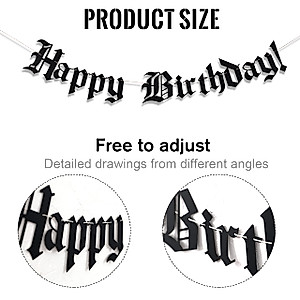 Gothic Letter Happy Birthday Banner - Old English Birthday Banner - Funeral Birthday Banner for 20th 30th 40th Birthday (Happy Birthday)