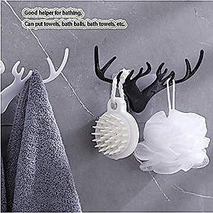 Fullgaden Upgraded Version Wall Hooks, Key Holder,Decorative Deer Head Hanger Organizer Rack with Adhesive for Home or Office and Kitchen Bathrooms Lavatory Closets, White