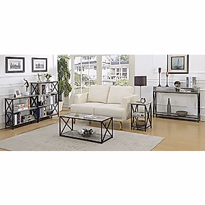 Convenience Concepts Tucson End Table with Shelves, 3-Tier, Faux Birch/Black