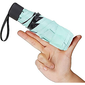 Small Travel Umbrella Light Compact Folded Umbrellas Purse Size for Women Mint Green