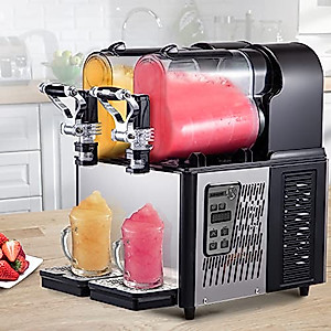 VEVOR Commercial Slushy Machine, 3LX2 Tank Slush Drink Maker, 340W Frozen Drink Machine with Temperature Preservation, Stainless Steel Home Slush Frozen Drink Machine with Automatic Clean, Black