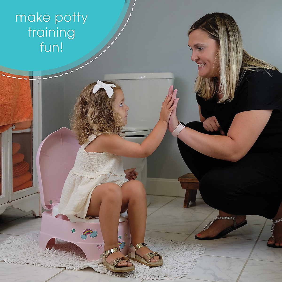 Summer Infant My Fun Potty Rewards (Pink)-3-Stage Potty Training Toilet-Includes Colorful Stickers and Training Chart, Removable Training Seat, Non-Slip Rubber Feet and Ability to Convert to Stepstool