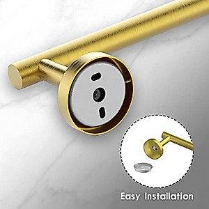 Newfun 24 Inch Brushed Gold Bath Towel Bar,2Pcs Towel Racks for Bathroom Rod Classic SUS304 Stainless Steel Bathroom Towel Holder Wall Mounted