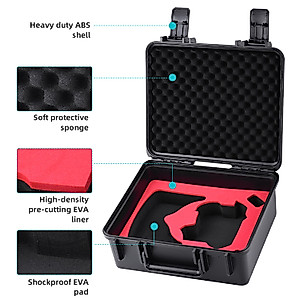 HeiyRC Waterproof Hard Case Compatible with Oculus Quest 2 VR Gaming Headset Controller Storage Travel Carrying Case Hardshell Box with Pre-Cut EVA Foam