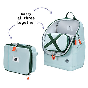 uninni Mint 16'' Kids Backpack Set for Age 6+,fits for height 3'9" above kids with Lightweight Insulated Lunch Bag and Cute Pencil Case for Boys and Girls