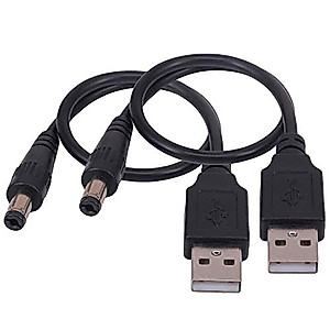 USB to DC Power Cord, Yeworth [2 Pack] 0.25m USB 2.0 A Type Male to DC 5.5 x 2.1mm DC 5V Power Plug Connector Cable USB to 5V Power Charging Adapter (USB to DC 5.5 x 2.1mm)