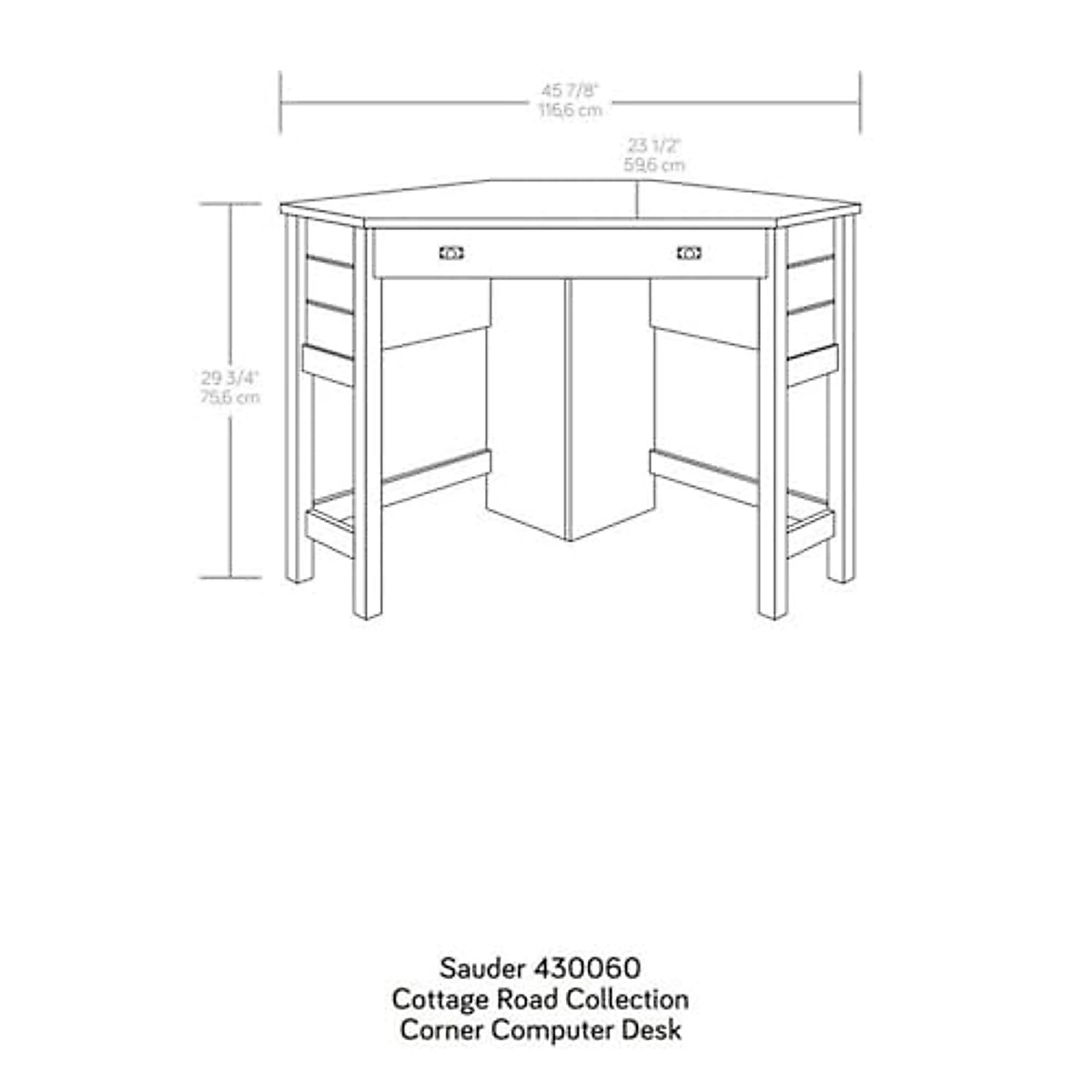 Pemberly Row Coastal Engineered Wood Corner Desk in Mystic Oak