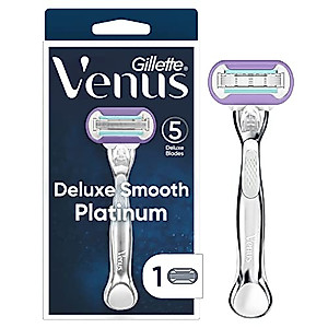 Gillette Venus Deluxe Smooth Platinum Women's Razor, Includes 1 Handle, 1 Razor Blade Refill