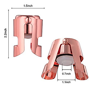 OWO Champagne Stopper, Stainless Steel Bottle Plug Sealer for Sparkling Wine, Superior Leak-Proof Bubble Retaining Saver, No Sharp Edge, No Spill, Fizz Saver, Passed Press Test (Rose Gold)