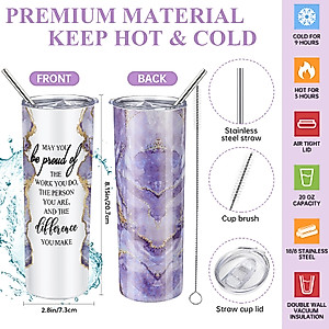 Domensi 6 Pcs Employee Appreciation Gift Set for Women Thank You Gift May You Be Proud 20 oz Rustic Purple Marble Sign Tumbler Makeup Bag Journal Ballpoint for Teacher Nurse Lady Work Business Gift