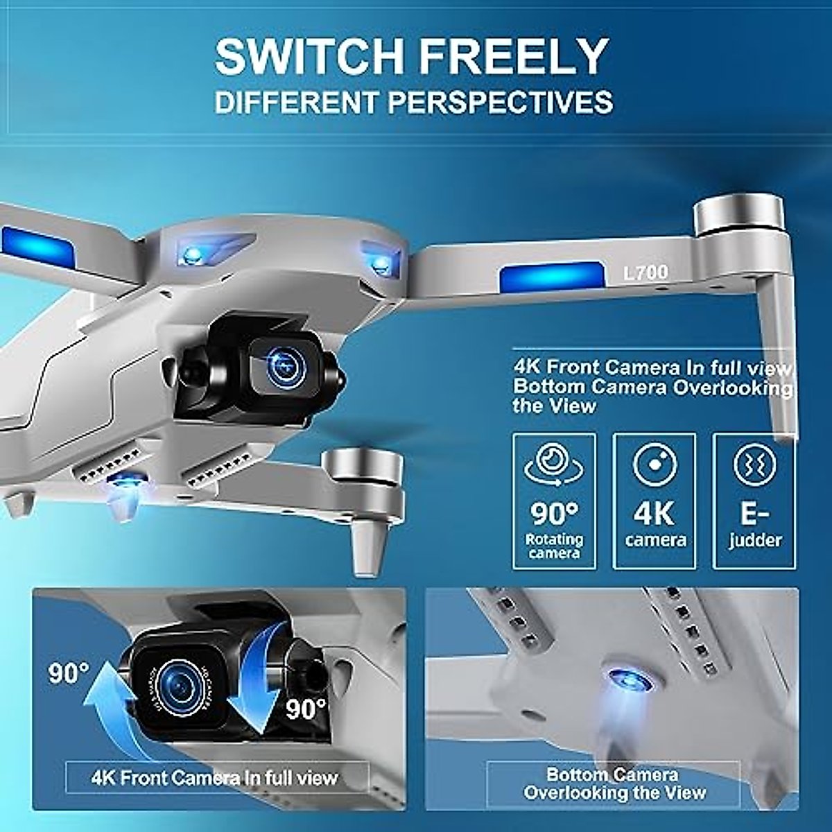 HHD Drones with Camera for Adults 4k, Easy GPS Quadcopter for Beginner with 40 mins Flight Time, 5G FPV Transmission, Auto Return Home, Follow Me，2 Batteries