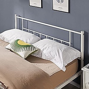 Yaheetech 13 inch Queen Size Metal Bed Frame with Headboard and Footboard Platform Bed Frame with Storage No Box Spring Needed Mattress Foundation for Adults White