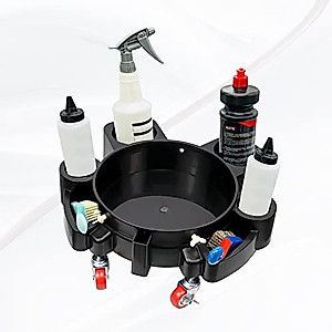 CNQLIS 5 Gallon Bucket Dolly with 5 Smooth-Rolling Swivel Casters,Two of Them Have Locking Brakes for Car Washing Detailing Smoother Maneuvering,Bearing 250lb, Black