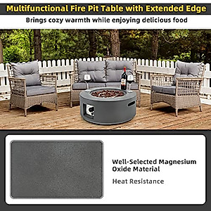 Giantex Propane Fire Pit Table W/ CSA Certification & PVC Cover, 27.5 Inches Round Gas Fire Pit w/ 40,000 BTU, Adjustable Flame, Lava Rocks, Outdoor Propane Fire Pit for Patio Garden Backyard