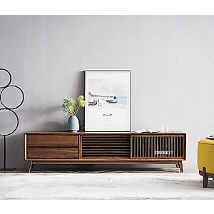 Slabstudiohongkong Japanese Style Black Walnut tv Unit, credenza Modern, Handmade Sideboard TV Cabinet, Black Walnut Wood
