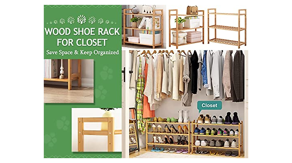 ZHIJXFAVO 3 Tier Wooden Shoe Rack – Space Saving Design
