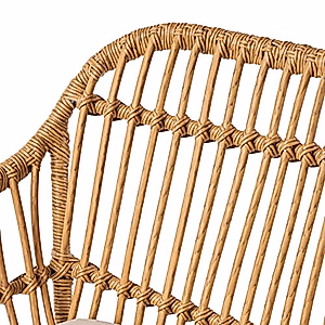 Christopher Knight Home Rodney Indoor Woven Faux Rattan Chairs with Cushions (Set of 2), Light Brown and Beige Finish