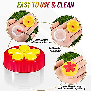 Hand Hummingbird Feeder, 4Pcs Mini Flower Handheld Hummingbird Feeder with 4Pcs Cleaning Brush, Window Humming Wild Bird Feeders for Outdoor Supplies