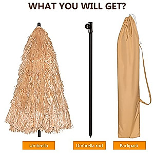 Funsite 6ft Tiki Umbrellas for Outside, UV Protect Thatch Umbrella with Tilt Design, Thatch Patio Umbrella for Outdoor Tiki Bar, Tropical Palapa Tiki Hut Hawaiian Hula Beach Umbrella