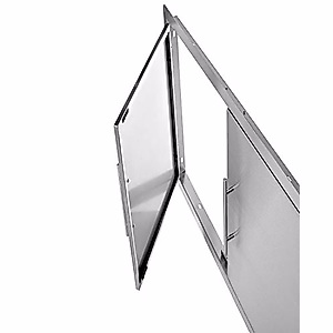 AdirHome Stainless Steel Grill Double Access Single-Face Door - Easy Install Heavy Duty Stainless Steel Rust Resistant Access Door with Chromium Plated Handle (30 Inch)