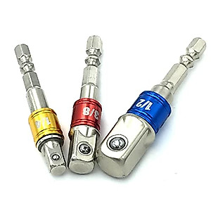 PANOVO (3Pcs) Power Hand Tools Sockets Adapter sets, Hex Square Nuts Driver Drill Impact Socket Extension Bit Adapter Socket Wrench Adapter Set 1/4" 3/8" 1/2" drive.