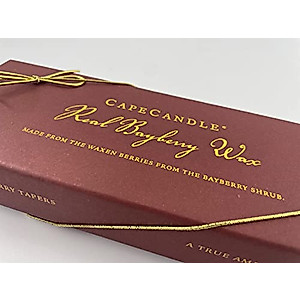 Cape Candle 8” Real Bayberry Taper Candles - Hand Dipped, Pure Bayberry Wax, Traditional Holiday Candles (Boxed Pair), Gift Boxed with Bayberry Legend Card