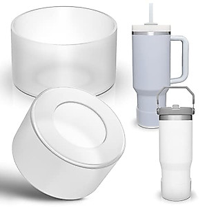 Silicone Bumper Boot 2pcs for Stanley Quencher H2.0 40oz 30oz&IceFlow Flip Tumblers 20oz 30oz,Protective Cup Bottom Sleeve Cover,Stanley Cup Accessories(Clear)