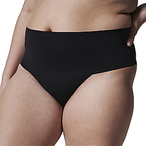 SPANX Undie-Tectable Thong - Comfortable Core Control - Invisible Shapewear Thong - Women's No Show Thong Underwear - Very Black - Medium