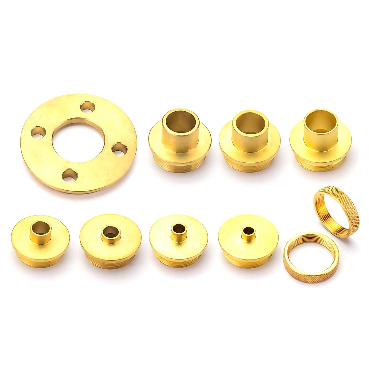 POWERTEC 71220 10 Piece Solid Brass Template Guide Kit with Adaptor | CNC Precision Ground | Router Guide for Templates | Includes 7 Router Guides and 2 Lock Nuts and Adaptor