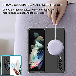 Magnetic Wireless Charging Case for Samsung Galaxy Z Fold 4 3 Matte No Fingerprint Shockproof Bumper Shell for Z Fold4 Fold3,Purple,for Galaxy Z Fold 3
