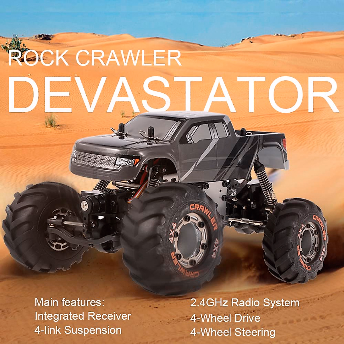 Goolsky HBX 2098B 1/24 2.4GHz 4WD 4WS Devastator Rock Crawler RTR with Double Servo Off-Road RC Car,unisex-children