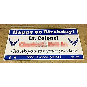 MUFGA Alice Graphics 22" X 44" Custom Personalized Congratulations Airman US Air Force Basic Military Training (BMT) Graduation Banner Sign or Welcome Home Banner (2 USAF Logos)