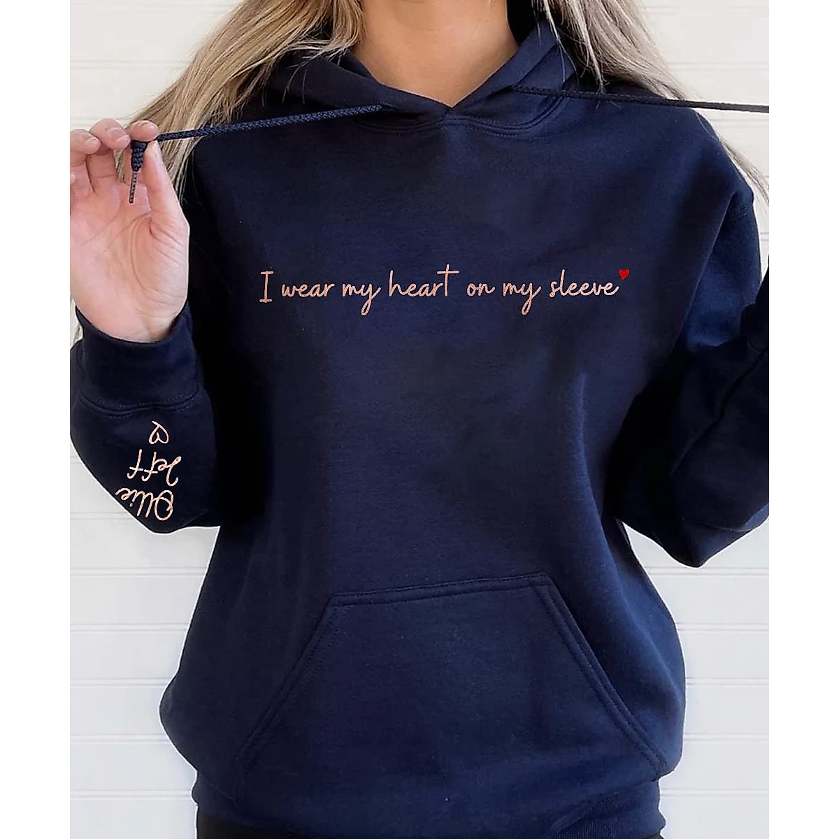 I Wear My Heart on My Sleeve Hoodie Kids Children Name on Sleeve, Custom Mom Hoodie, Mama Hoodie, Personalized Hoodie Mothers Day Birthday for Mom, Mama, Grandma, Women, Her.