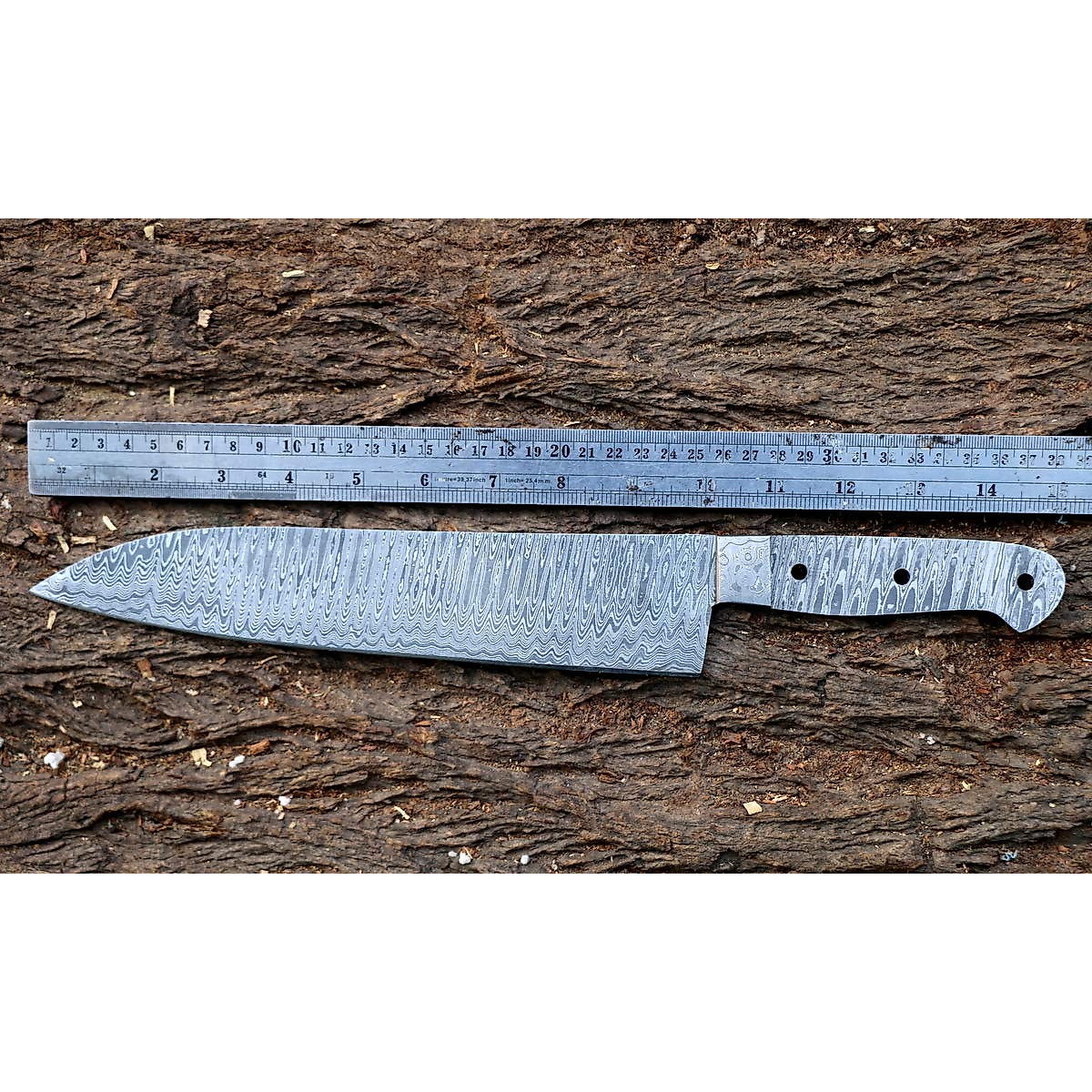 Forged Damascus Steel Chef Knife Blank Blade for Knife Making Diy Japanese Professional Kitchen Knives Blanks 15.00 Inches Jnr2031