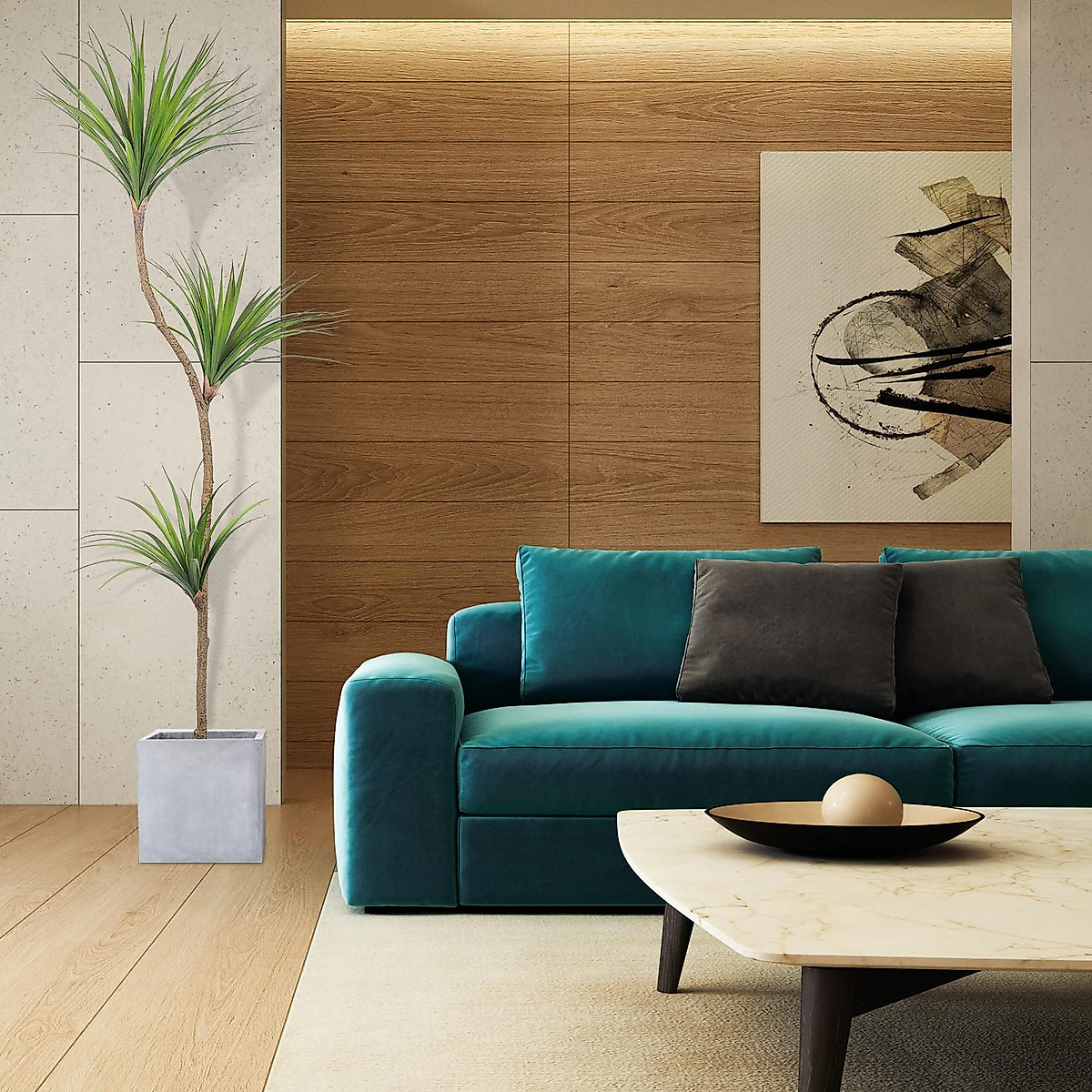 LYERSE 7ft Artificial Dracaena Tree in Plastic Nursery Pot - Tall Faux Ficus Lyrate Tropical Plants Fake Silk Tree - Artificial Trees for Office House Living Room Home Decor Indoor/Outdoor…