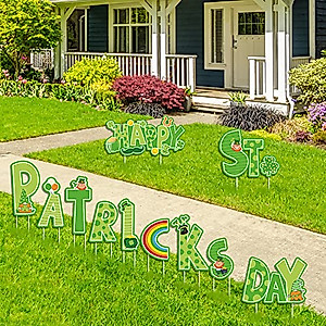 Whaline 11Pcs St. Patrick's Day Yard Signs with 22Pcs Stakes Cartoon Happy St. Patrick's Day Lawn Sign for Indoor Outdoor Home Lawn Decorations Holiday Anniversary Ornaments Party Supplies