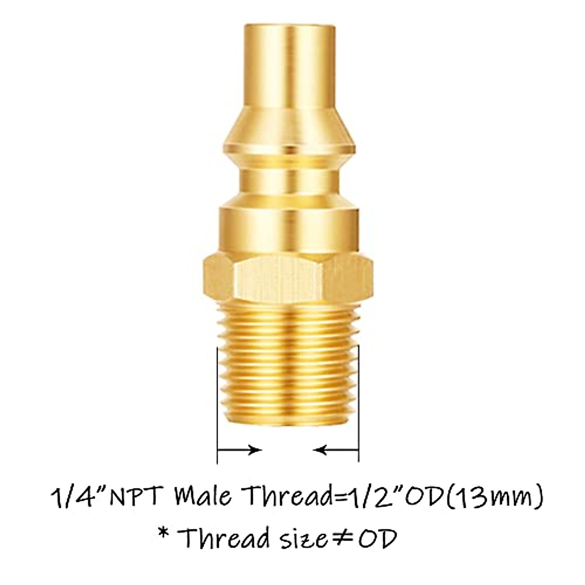Uenede Solid Brass 1/4"NPT Male Threaded RV Propane Quick Connect + 1/4"NPT Female Threaded Hex Nipple Pipe Coupling Connector Kit