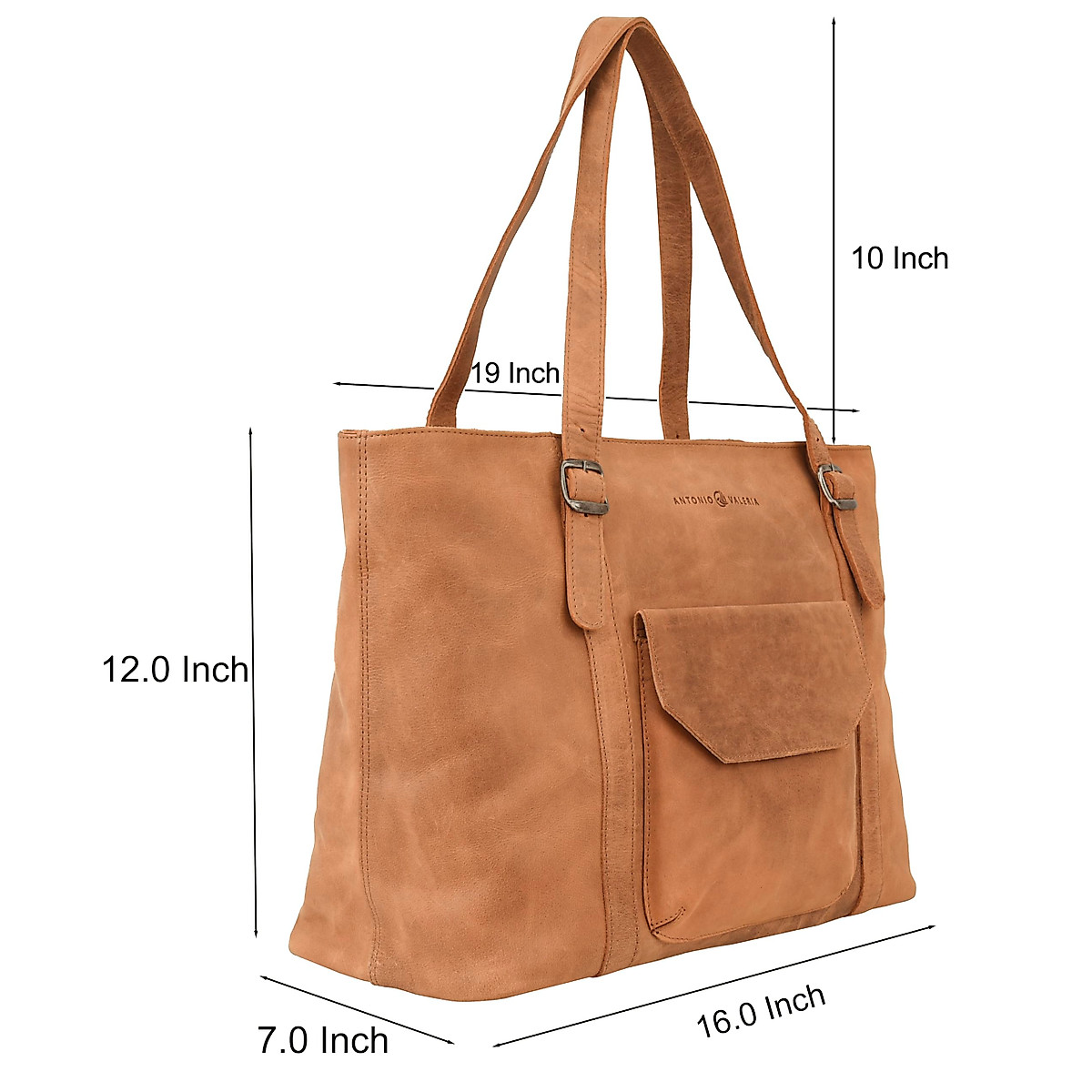 ANTONIO VALERIA Sage Cognac Crazy Horse Leather Shoulder Bag for Women