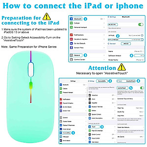 UrbanX 2.4GHz & Bluetooth Mouse, Rechargeable Wireless Mouse for Huawei Y Max Bluetooth Wireless Mouse for Laptop/PC/Mac/Computer/Tablet/Android RGB LED Turquoise