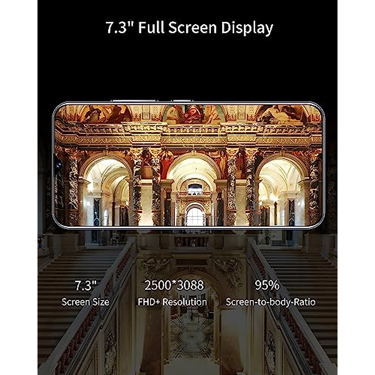 ExAchat M13 Pro 5G Unlocked Smartphone, Android 13 Phone 6GB+256GB 64MP 7.3" Large Screen 7300mAh Dual SIM Cell Phone 5G Fingerprint/Face ID