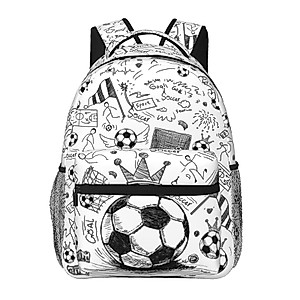 RUVNSR Soccer Backpack 16 Inch Football School Backpacks 3D Print Lightweight Ball Bookbag Casual Sport Daypack Travel Bag for Kids Girls Boys Men Gifts