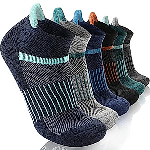Merino Wool Ankle Hiking Socks Compression Warm Thermal Winter Thick Cushion Running Moisture Wicking No Show Socks Gifts Stocking Stuffers for Women Men 6 Pairs(Color Mix,M)