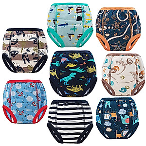 MooMoo Baby 8 Packs Potty Training Pants Cotton Absorbent Training Underwear for Toddler Baby Boy 2T