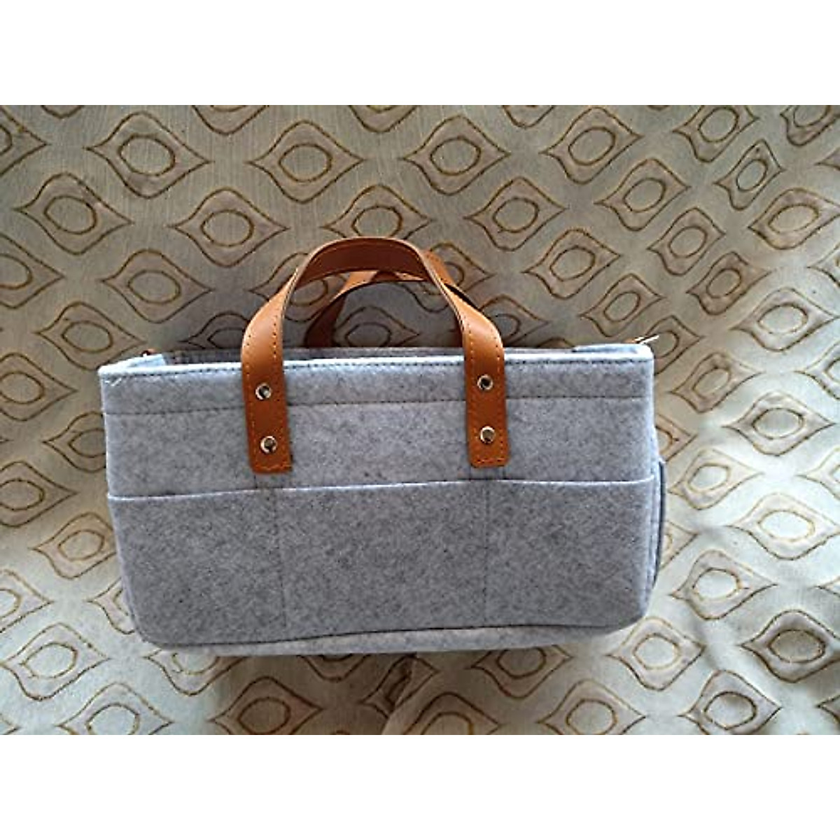 Baby Diaper Caddy Organizer - Baby Shower Basket Portable Nursery Storage Bin Car Storage Basket for Toys (Light gray)