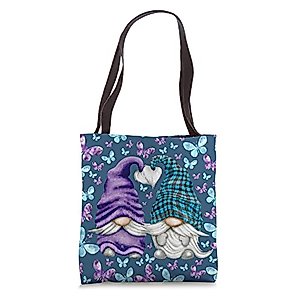 Purple Spring Gnomies For Girls Cute Butterfly Aesthetic Tote Bag