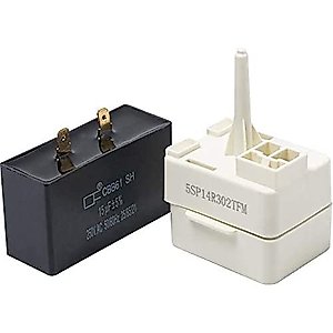 W10613606 Refrigerator Compressor Start Relay and Capacitor by Kotoysoo- Compatible with Whirlpool, Kenmore - Replace part number: W10416065, PS8746522, 67003186